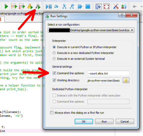 Debugging Python In Spyder With Command Line Flags